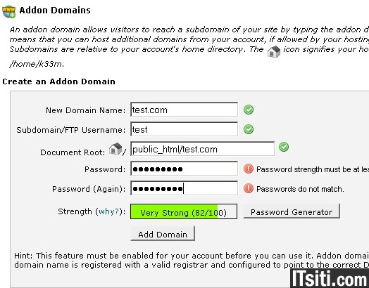 Addon Domain in CPanel